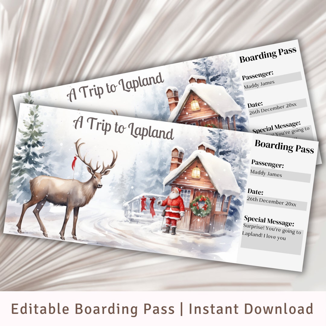 Boarding Pass Lapland, A Trip to Lapland, Christmas Boarding Pass ...