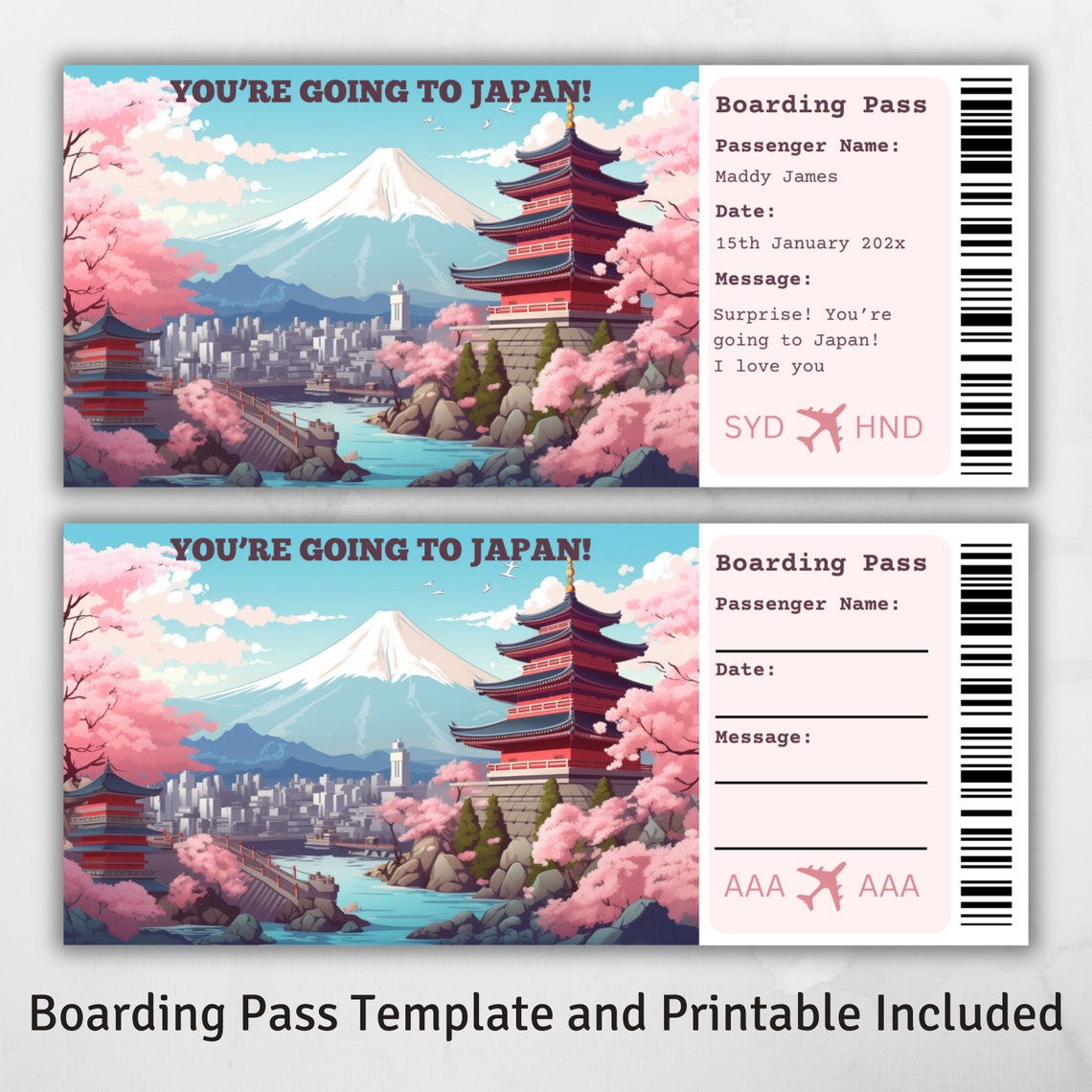 Boarding Pass Japan, Surprise Trip to Japan, Surprise Boarding Pass ...