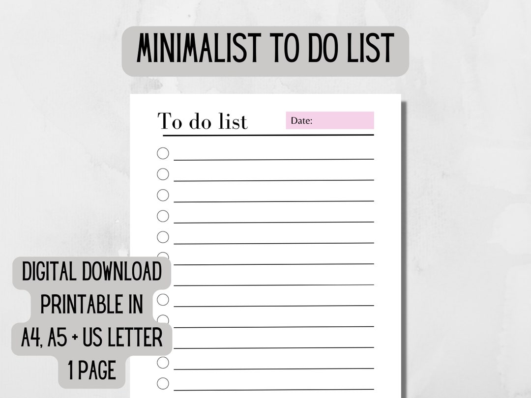 Minimalist to Do List Simple Task List to Do List Printable Daily To-do ...