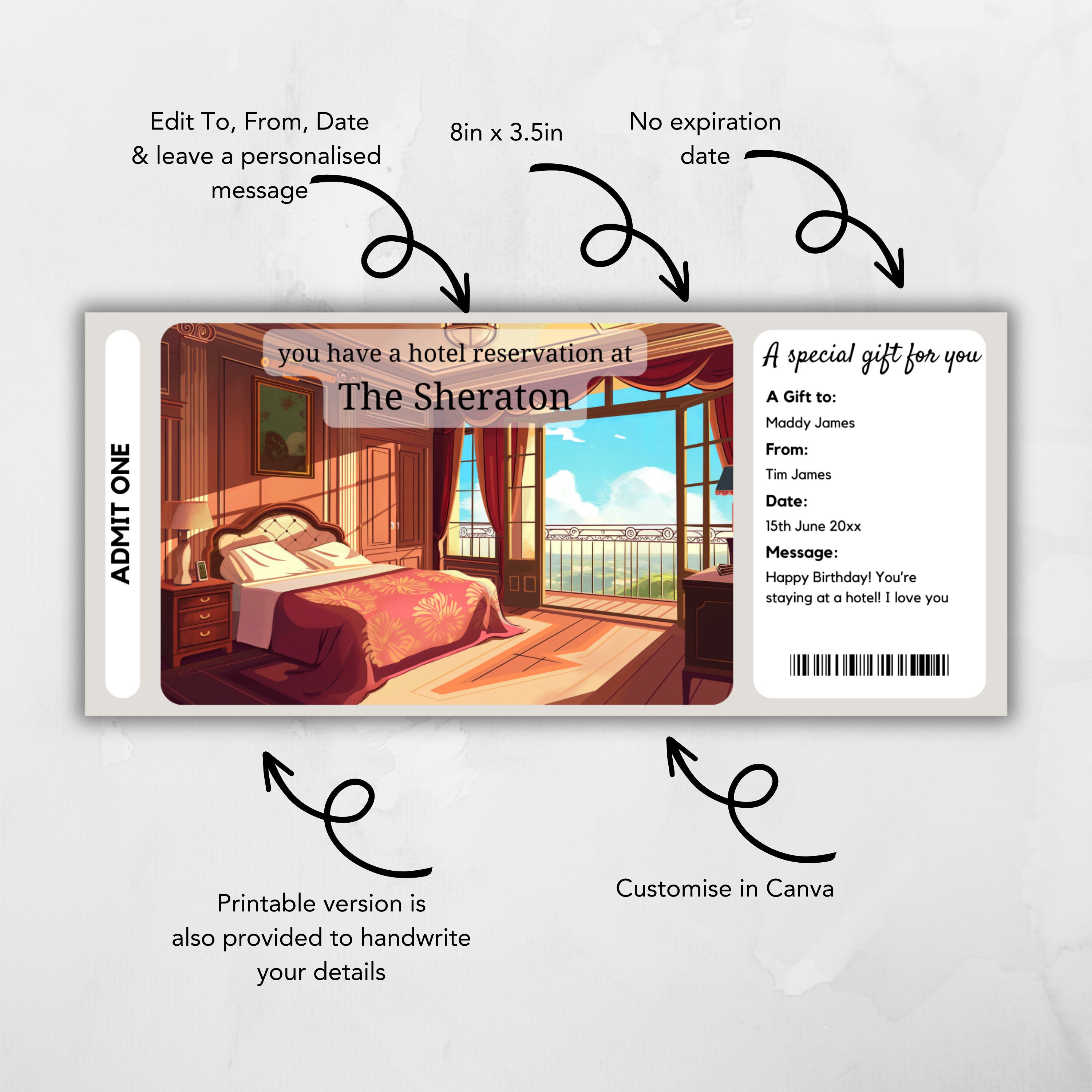 Hotel Reservation Gift Ticket, Surprise Hotel Stay Gift Voucher ...