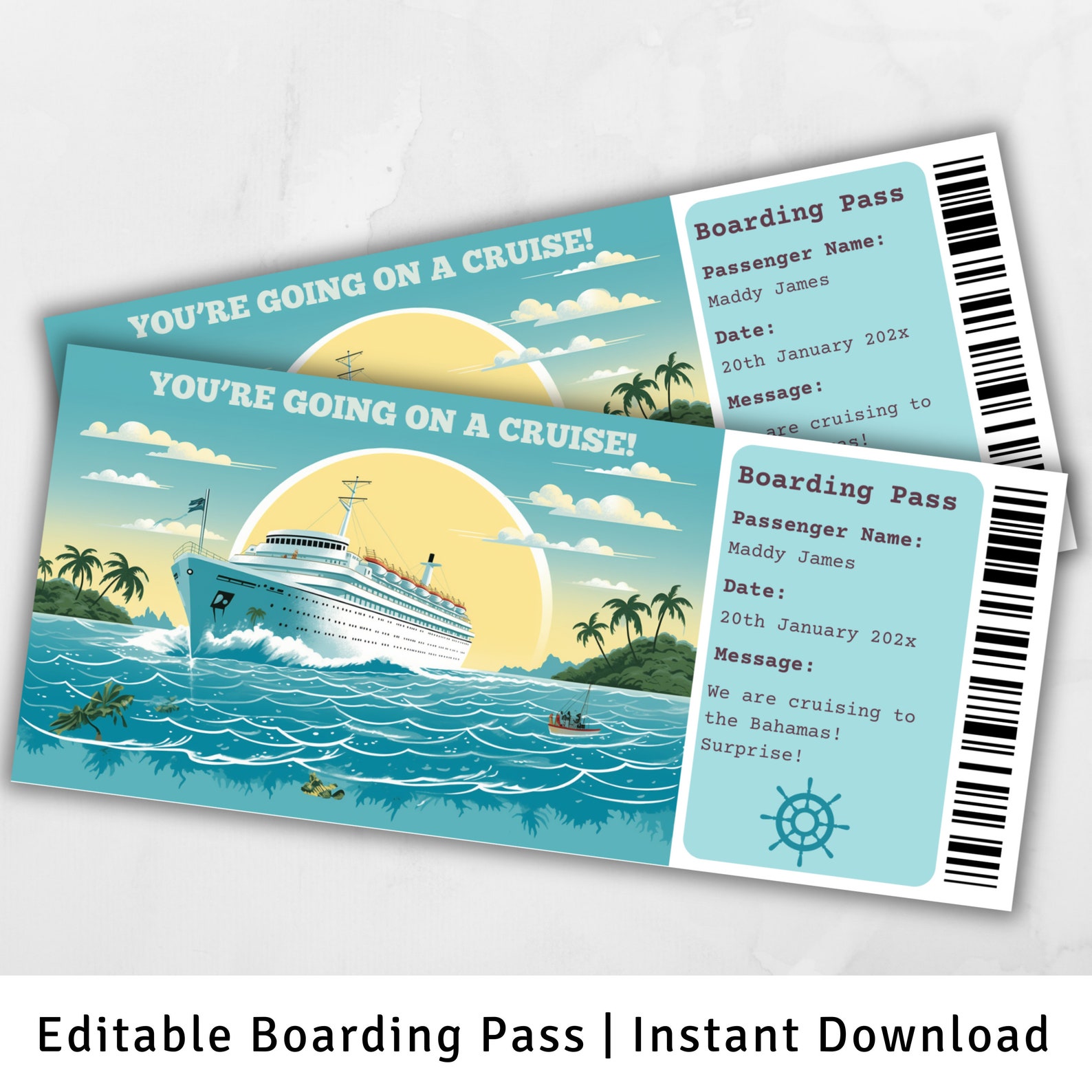 Cruise Boarding Pass, Surprise Cruise, Surprise Boarding Pass Template ...