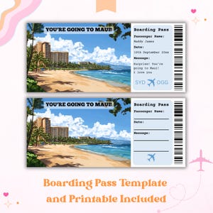 Boarding Pass Maui, Surprise Boarding Pass Template, Maui Trip ...