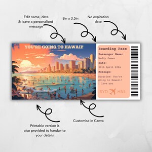Boarding Pass Hawaii, Surprise Trip to Hawaii, Surprise Boarding Pass ...