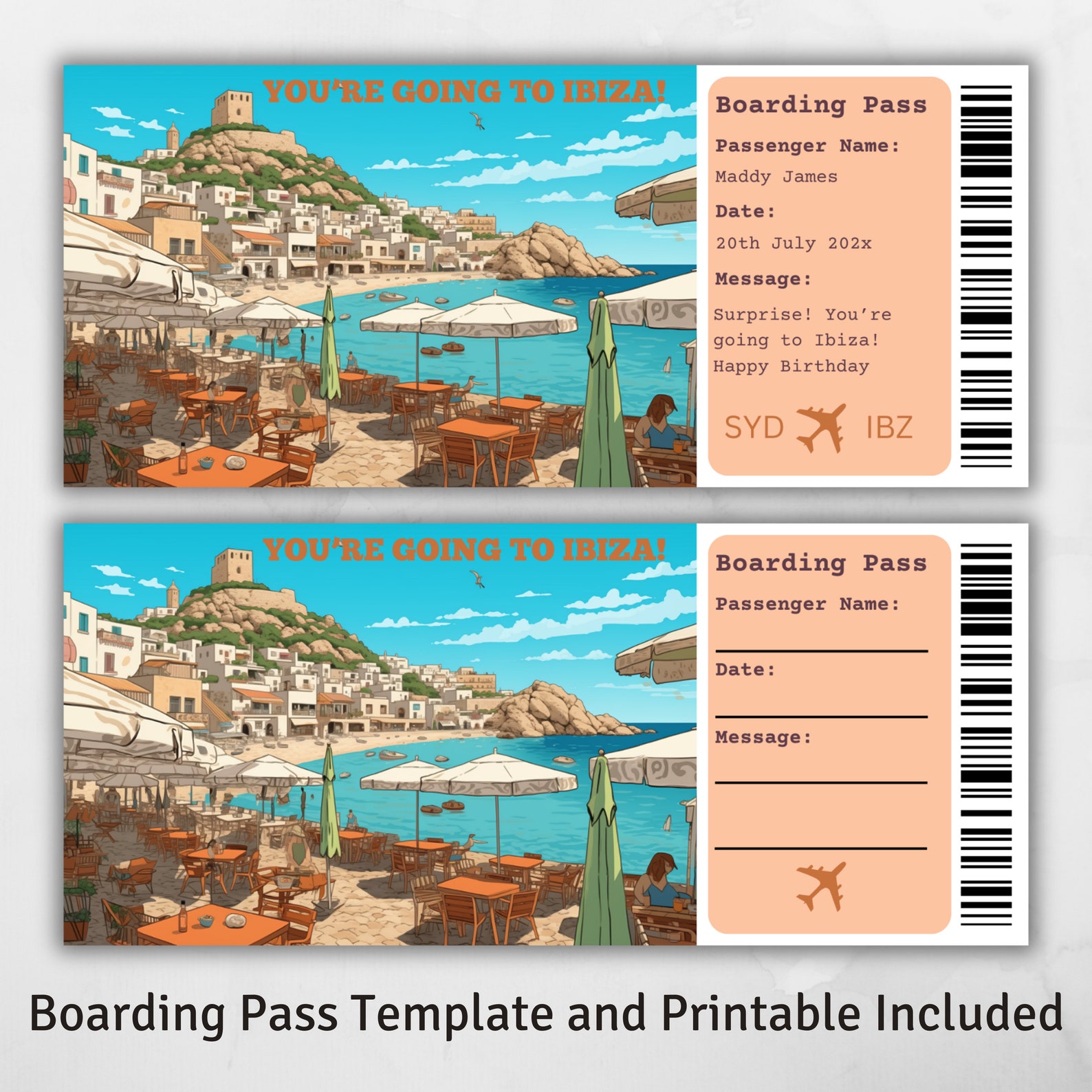 Boarding Pass Ibiza, Surprise Trip to Ibiza, Surprise Boarding Pass ...