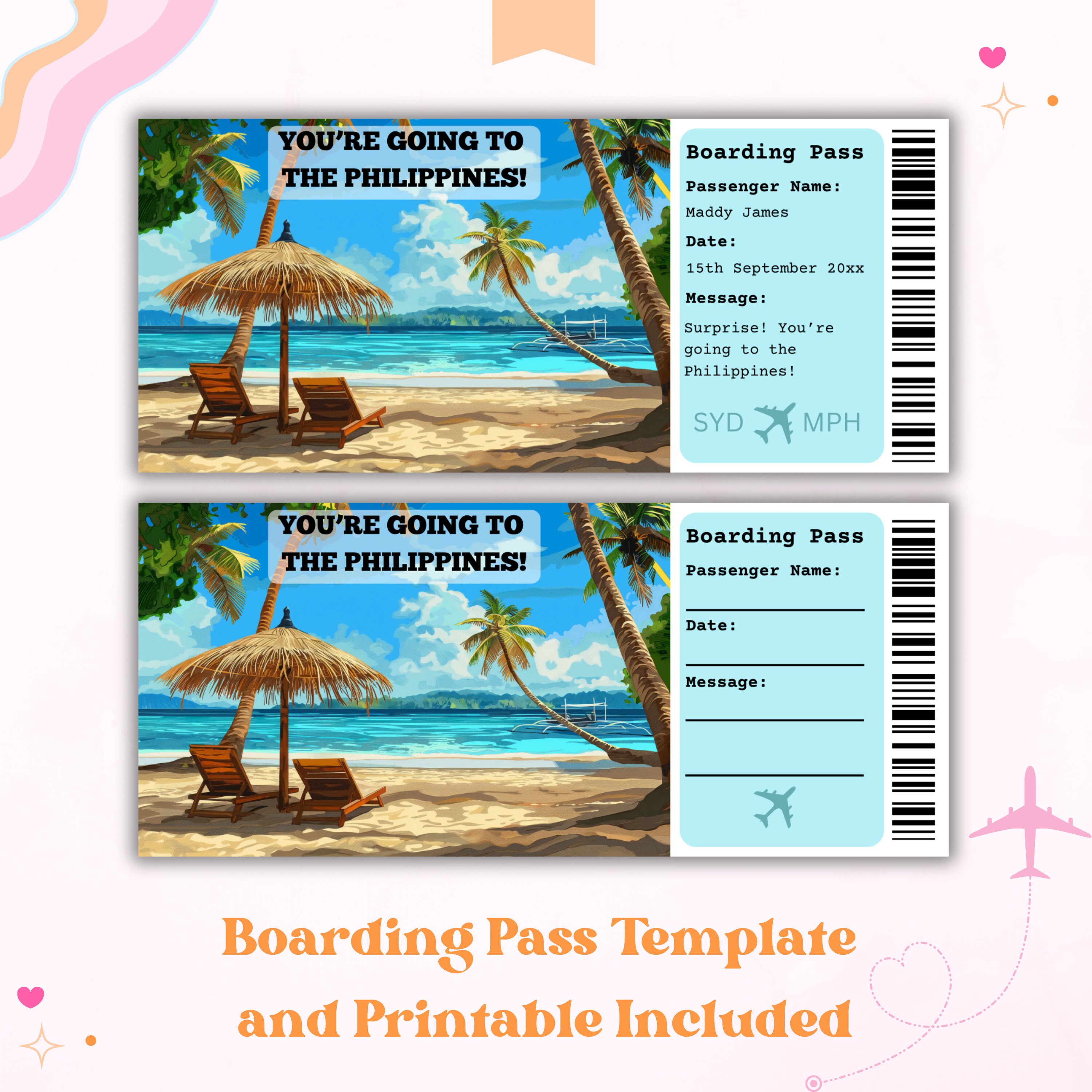 Boarding Pass Philippines, Surprise Trip to Philippines, Surprise ...