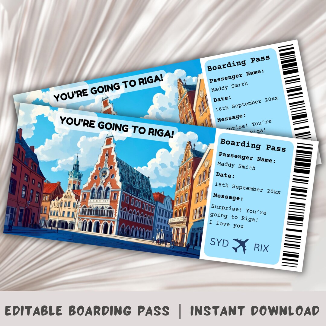 Boarding Pass Riga, Surprise Boarding Pass Template, You’re Going to ...