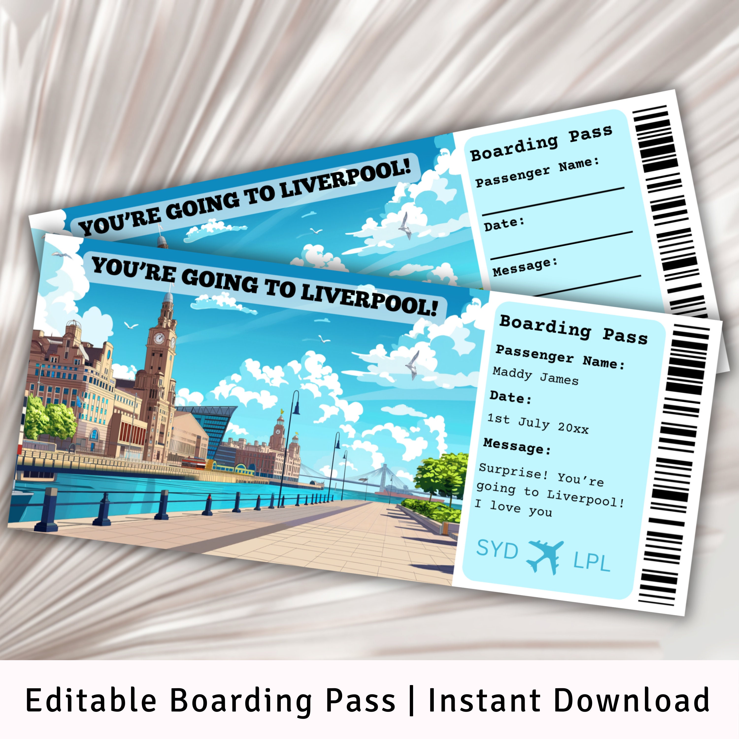 Boarding Pass Liverpool, Surprise Trip to Liverpool, Surprise Boarding ...