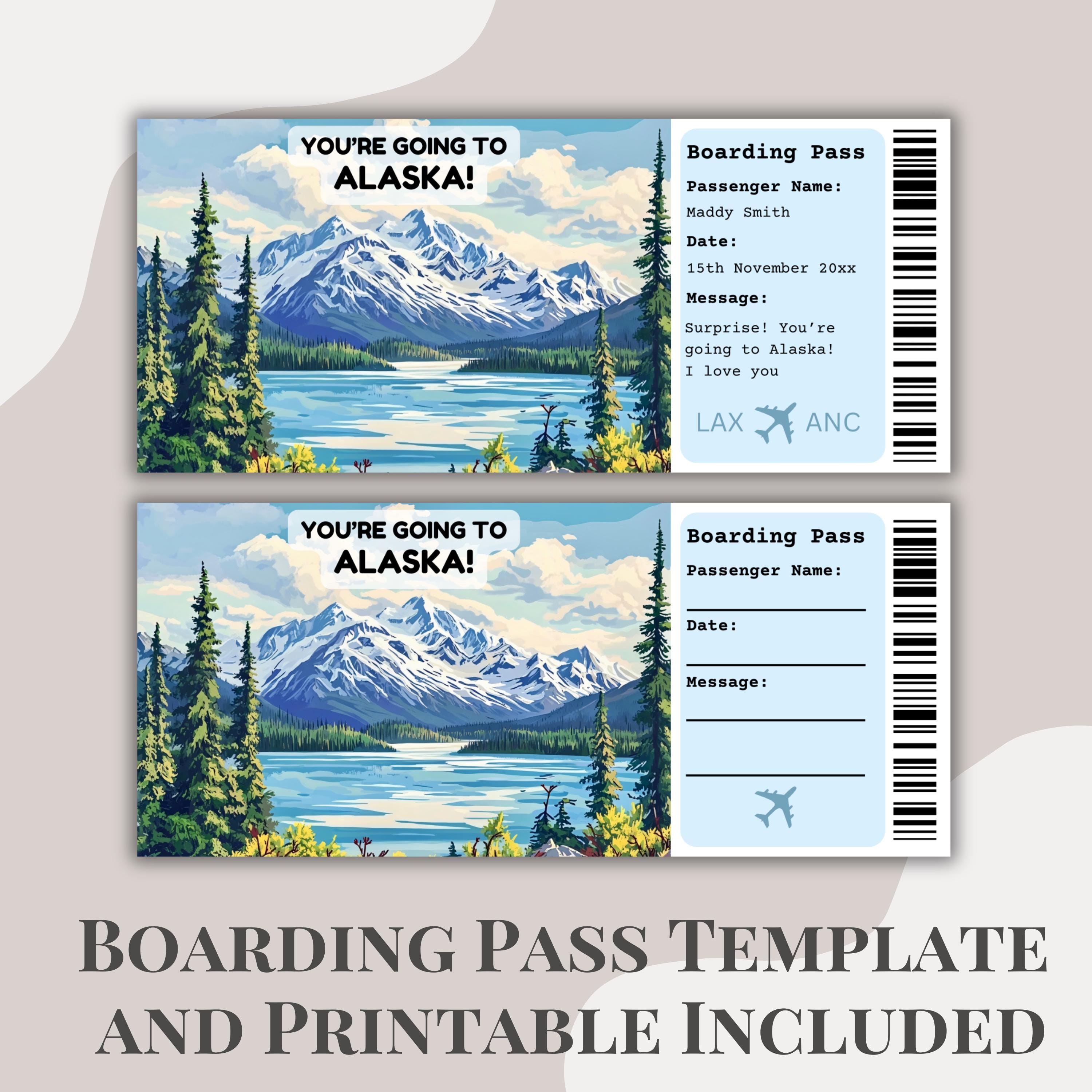 Boarding Pass Alaska, Surprise Boarding Pass Template, You’re Going to ...