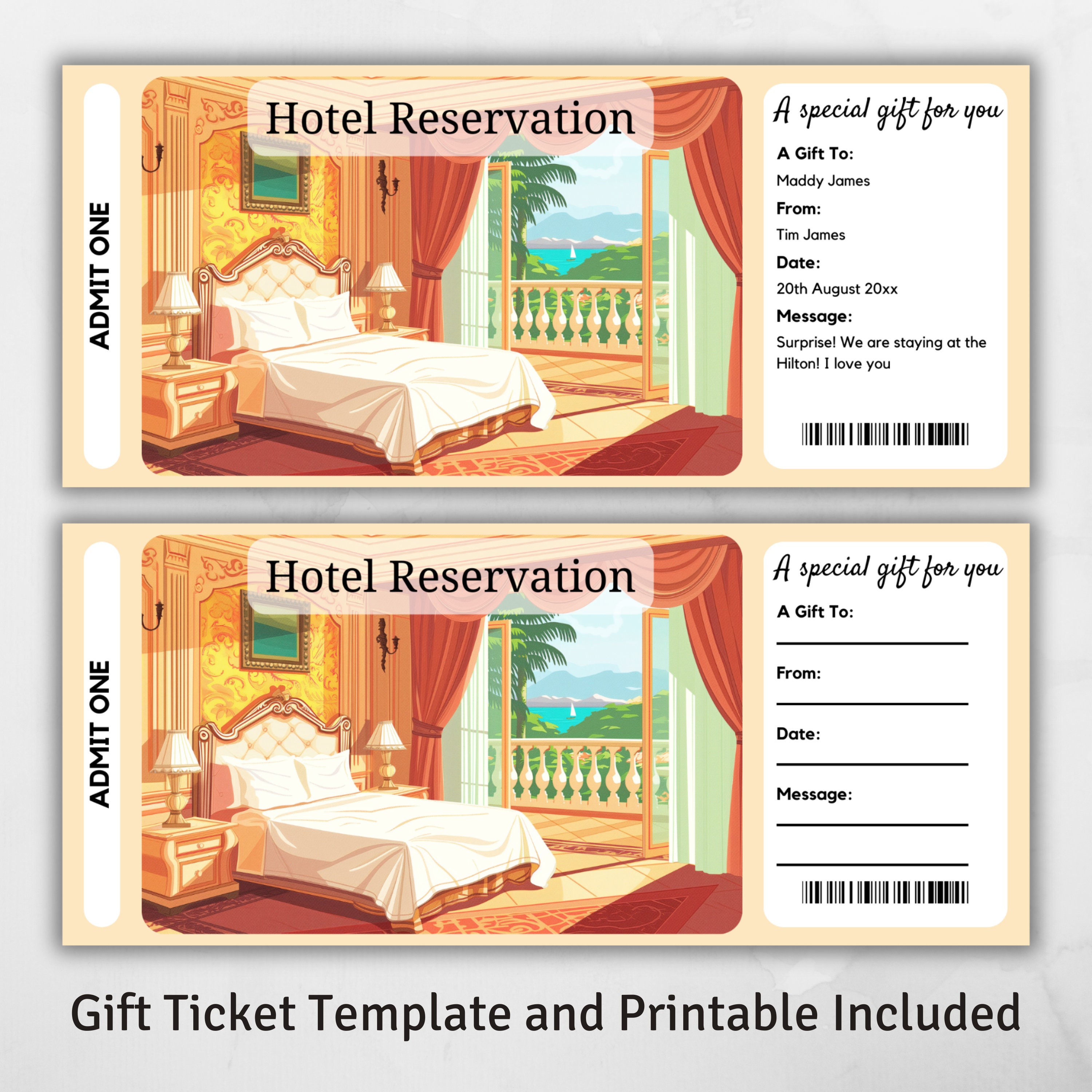 Hotel Reservation Gift Ticket, Surprise Hotel Stay Gift Voucher ...