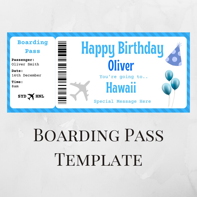 Birthday Boarding Pass Boarding Card Boarding Pass Template - Etsy