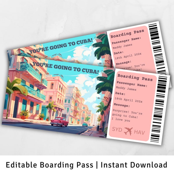 Cuba Ticket Template - Etsy UK