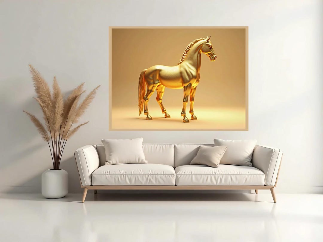 Digital Wall Art - Horse in Gold II, Background Gold / Black - JPG ...