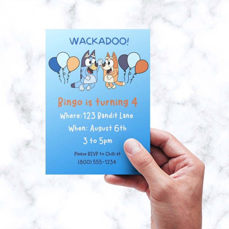 Bluey Birthday Invitation Bluey Party Bluey and Bingo Bluey - Etsy