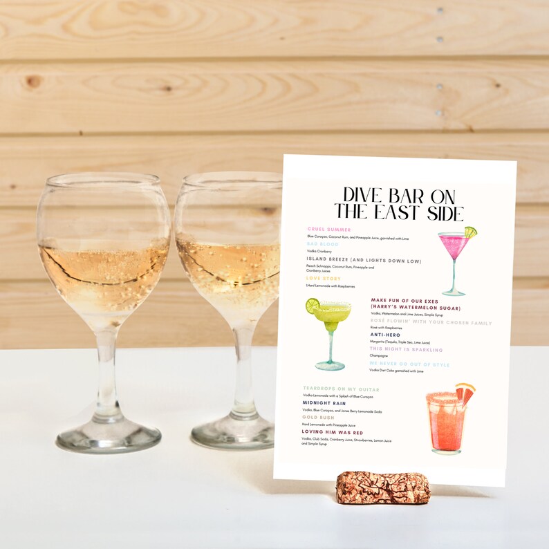 Eras Party Drink Menu Eras Birthday Party Cocktail Menu - Etsy