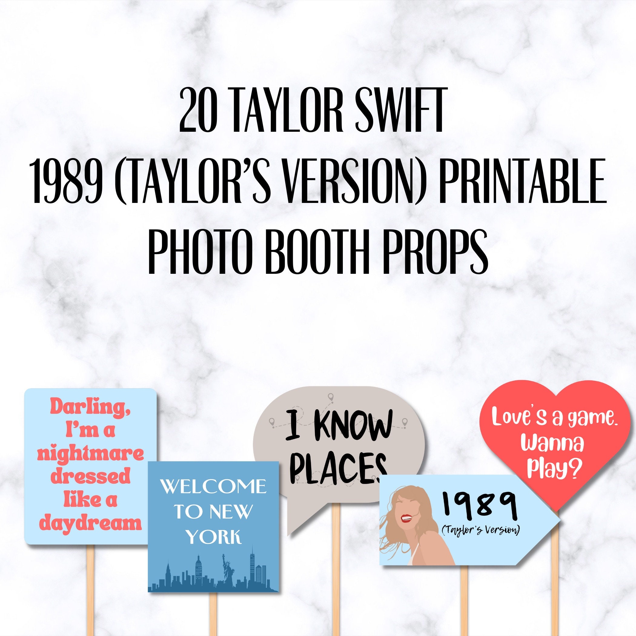 Taylor Swift 1989 Printable Photo Booth Props, Taylor Swift 1989 TV ...