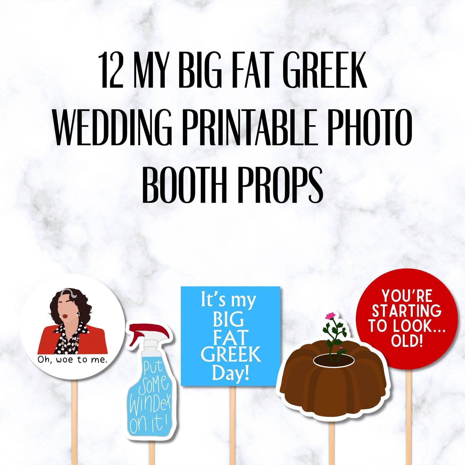 My Big Fat Greek Wedding Printable Photo Booth Props Big Fat - Etsy