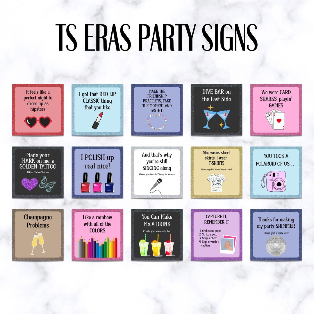 Eras Printable Party Signs, TS Printable, TS Birthday, Eras Party Décor ...