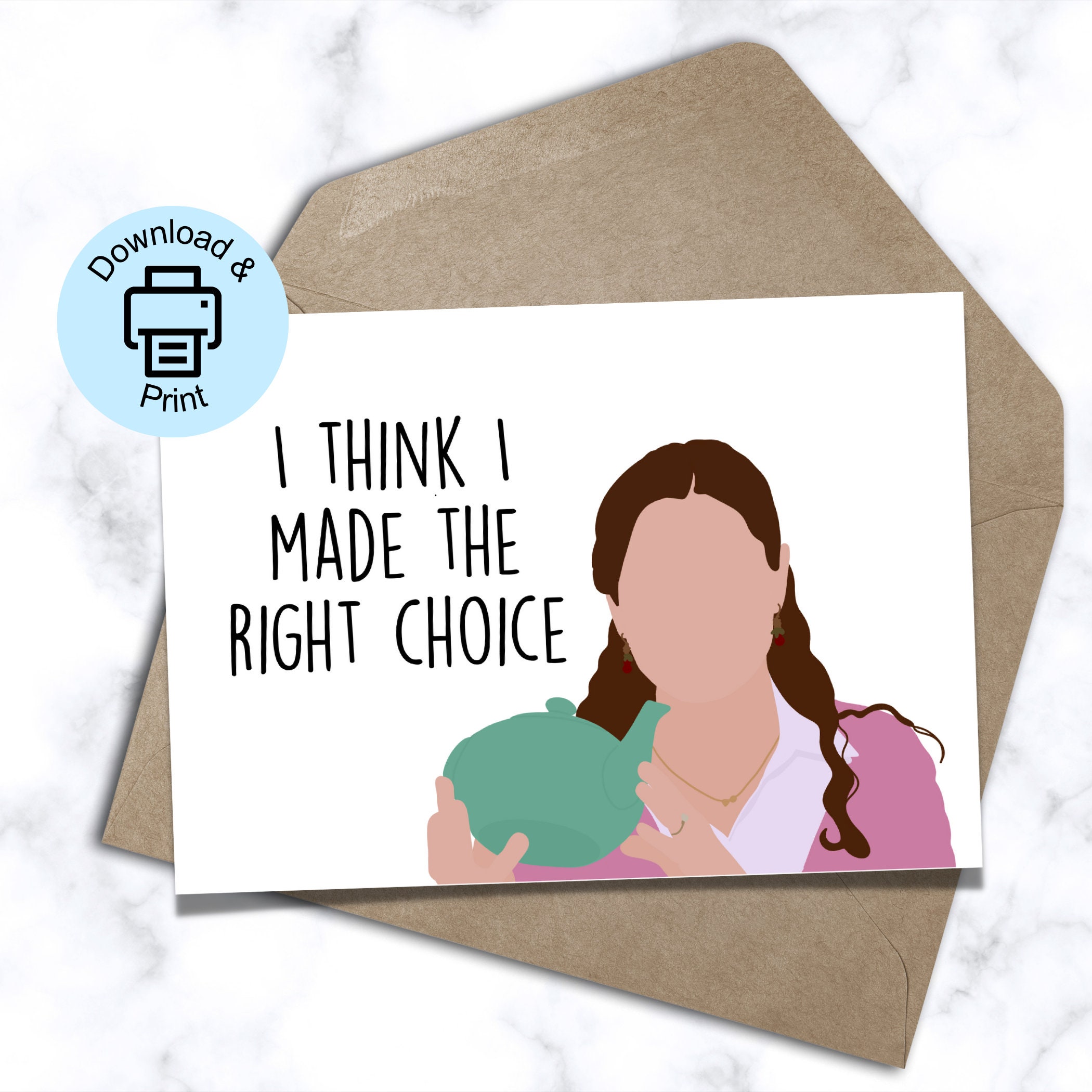 Jim and Pam Printable Card I Think I Made the Right Choice - Etsy