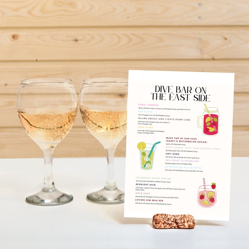 TS Eras Party Mocktail Menu: Editable Drink Menu (digital Download) - Etsy