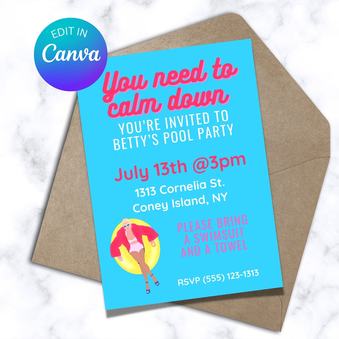 Taylor Swift Invitation, You Need to Calm Down, Swiftie Birthday ...