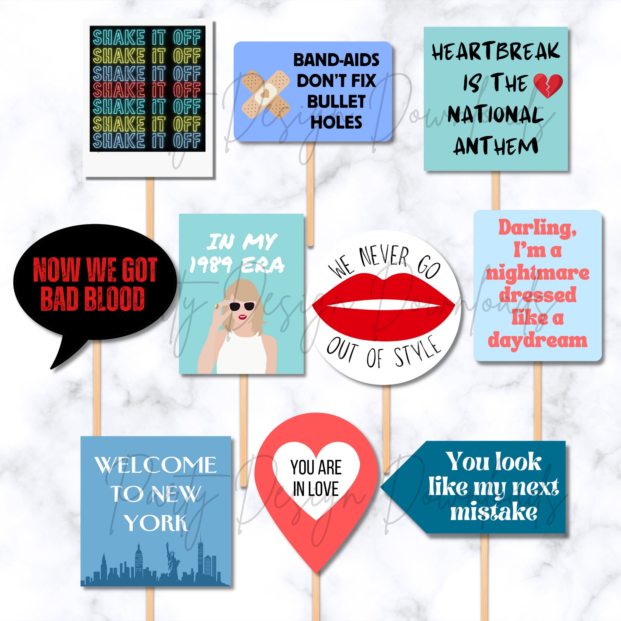 Taylor Swift 1989 Printable Photo Booth Props, Taylor Swift 1989 TV ...