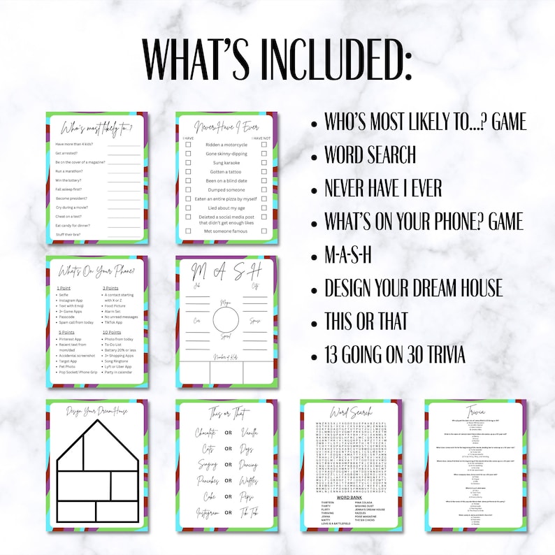 13 Going on 30 Printable Party Games, 13 Going on 30 Party, 30th ...