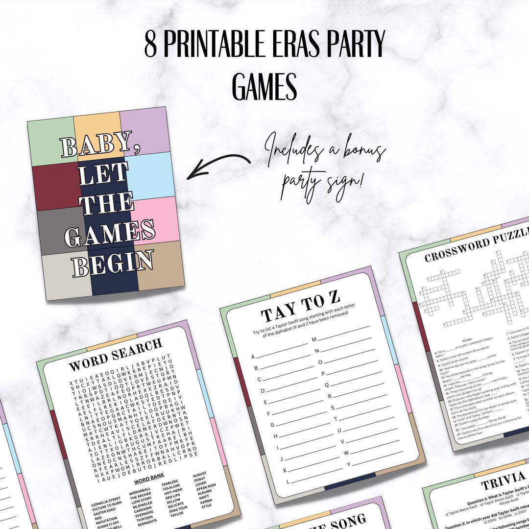 Eras Party Games: Printable TS Birthday Theme (PDF) - Etsy