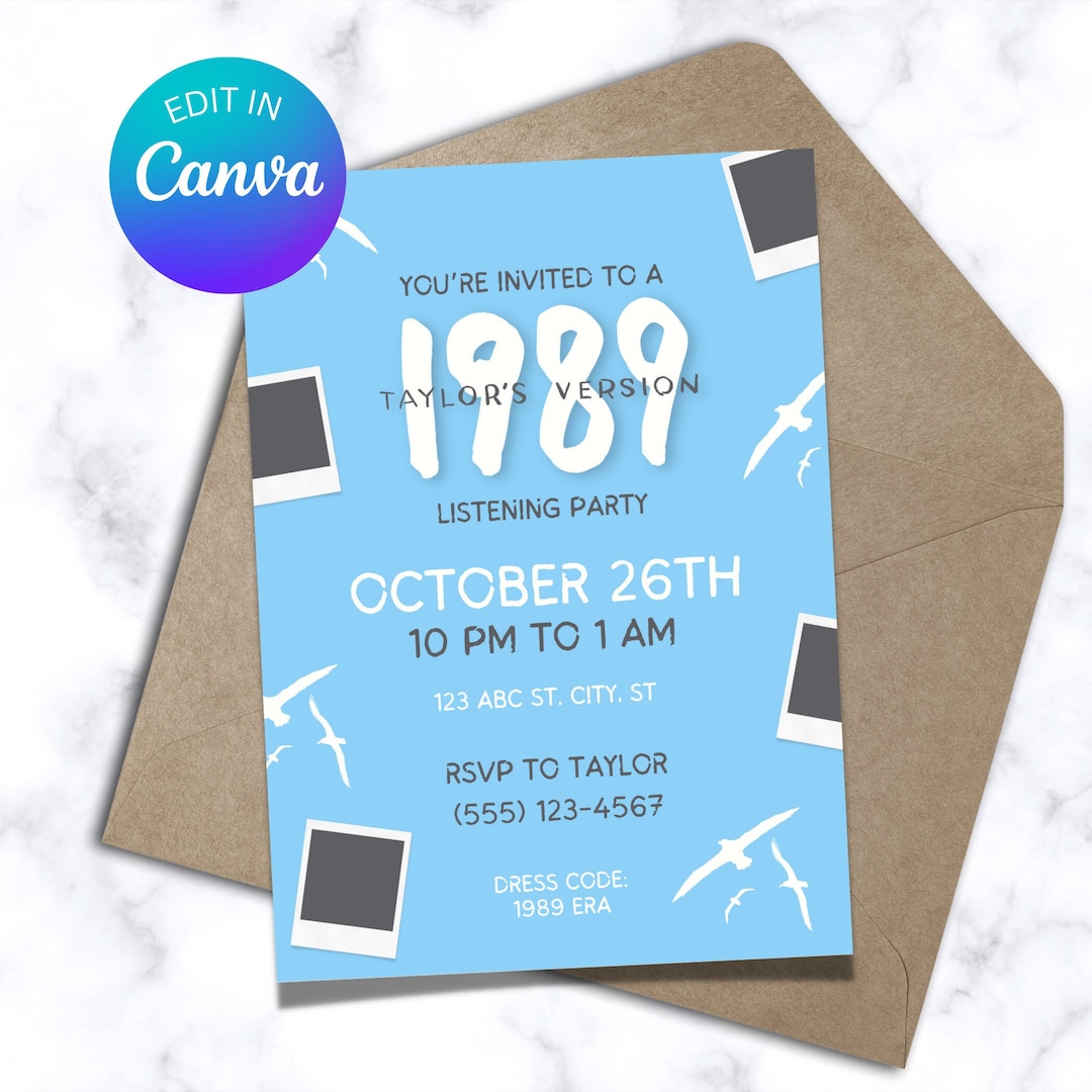 Taylor Swift 1989 Release Party Invitation, 1989 taylors Version ...