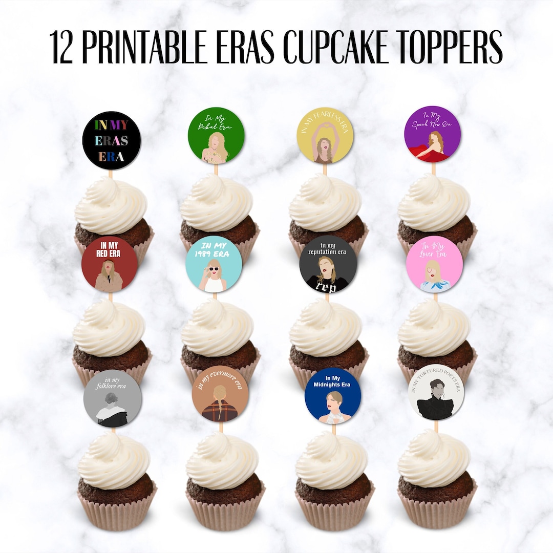 TS Printable Eras Cupcake Toppers, Printable Cupcake Toppers, Taylor ...