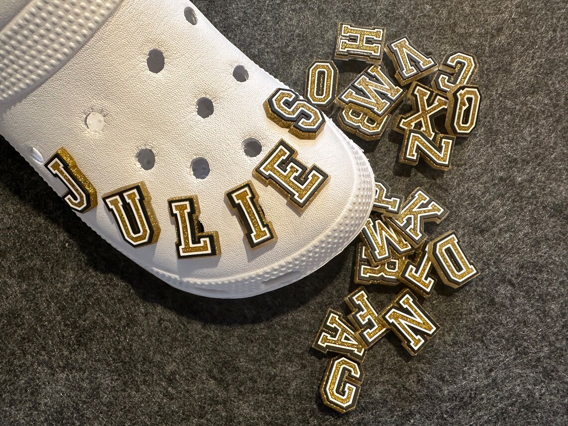 Shining Bling Design Gold and White Kids Alphabet Letter Shoe - Etsy