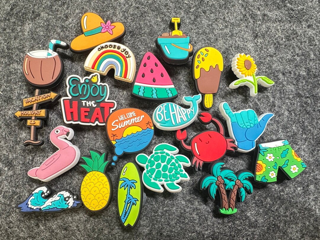 Hot Summer Theme Fancy Shoe Charms Vacation Beach Sand Surfing and More ...