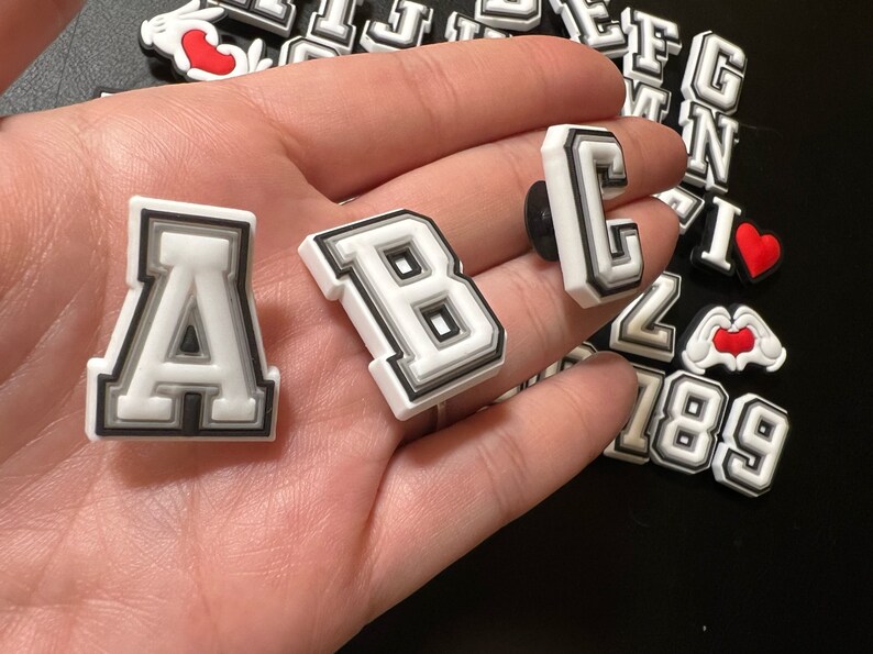 Black & White Alphabet Shoe Charms: DIY PVC Shoe Decoration - Etsy