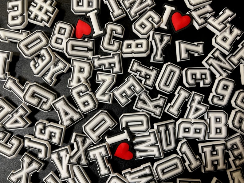 Black & White Alphabet Shoe Charms: DIY PVC Shoe Decoration - Etsy