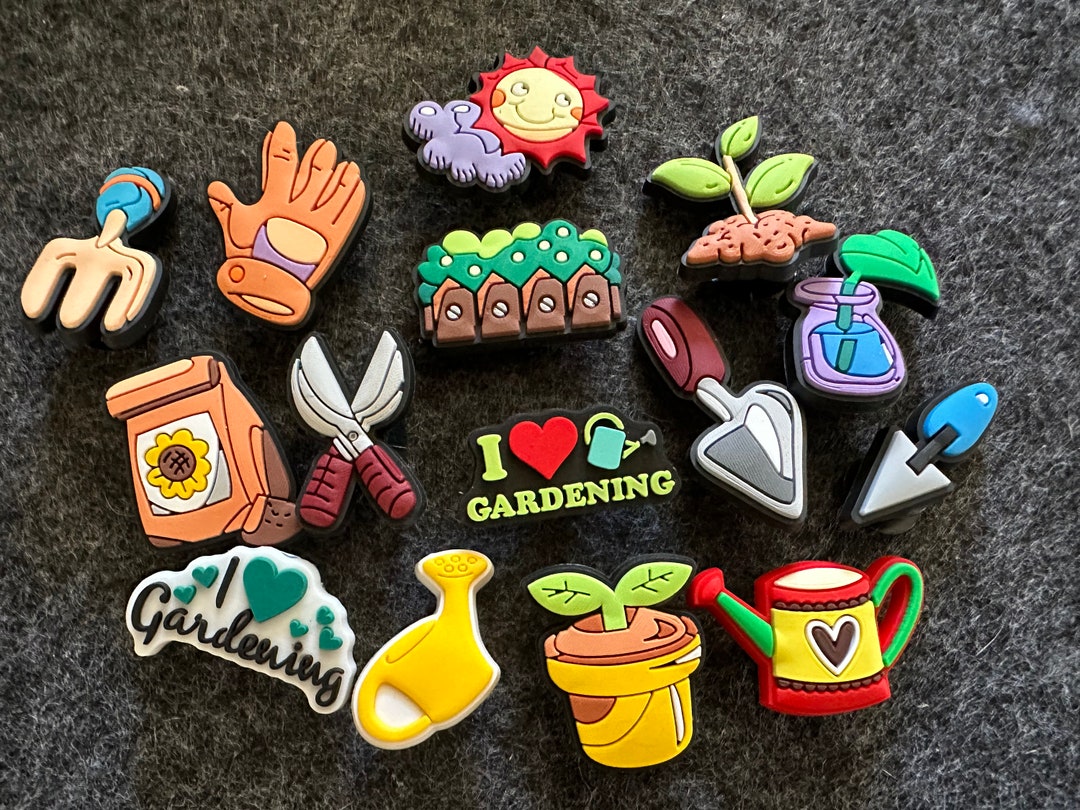 Gardening Theme Fancy Shoe Charms Seeds Tools Sunshine and More - Etsy
