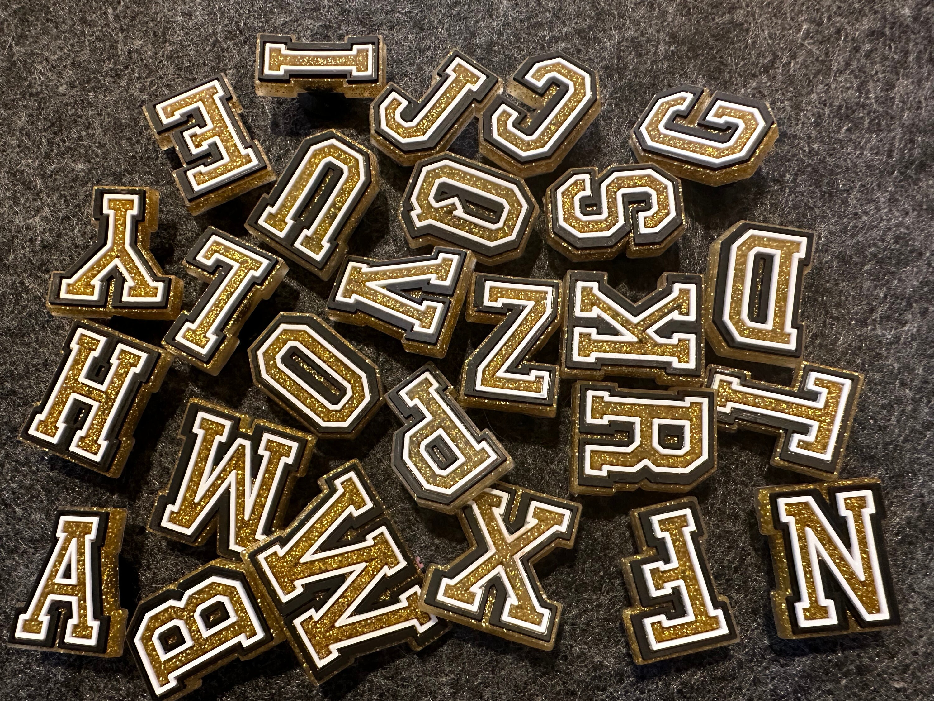 Shining Bling Design Gold and White Kids Alphabet Letter Shoe - Etsy