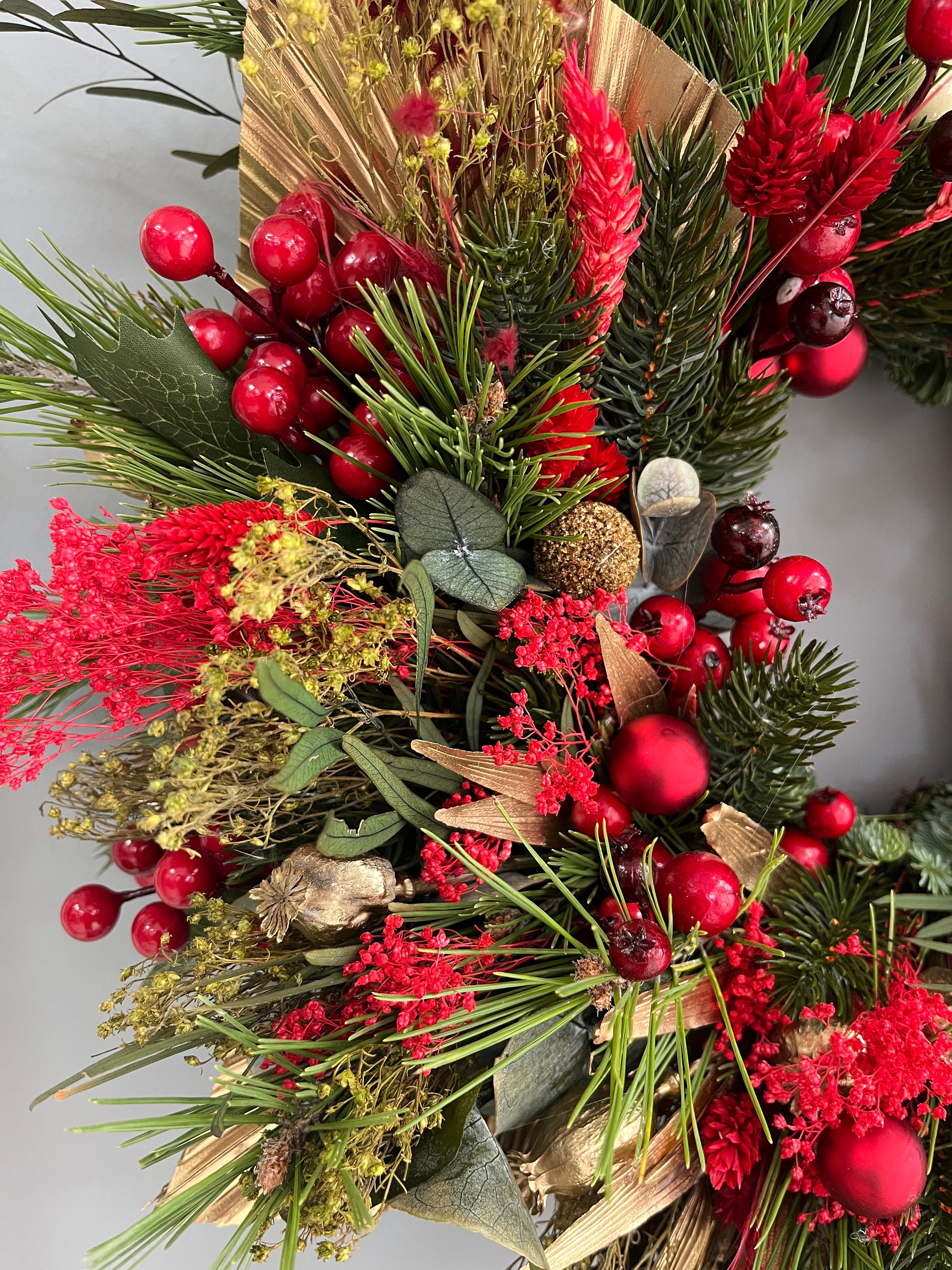 Red & Gold Christmas Wreath Christmas Wreath Winter Wall - Etsy