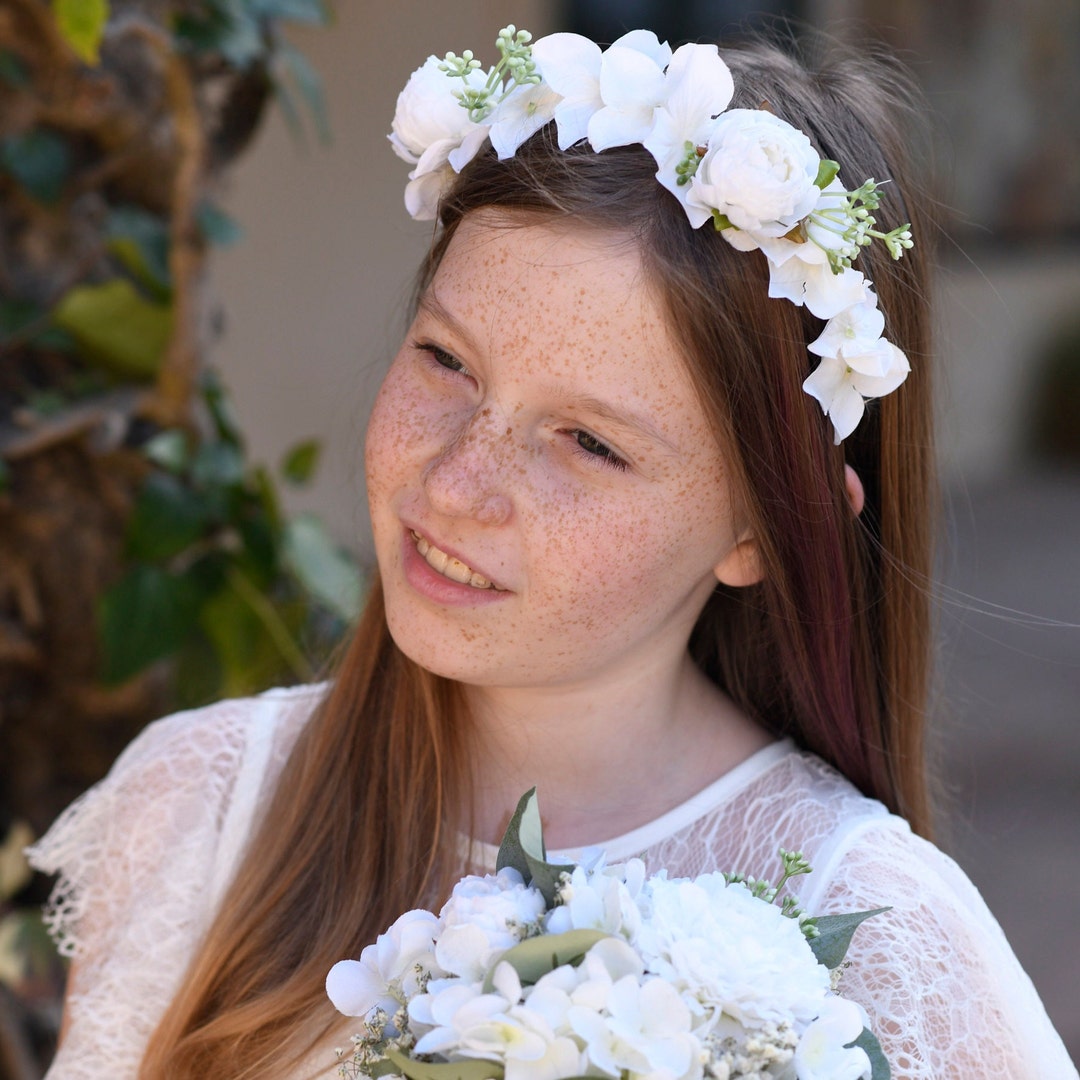 White Silk Flower Crown / Boho Headpiece / Festival Crown /bridal Crown ...