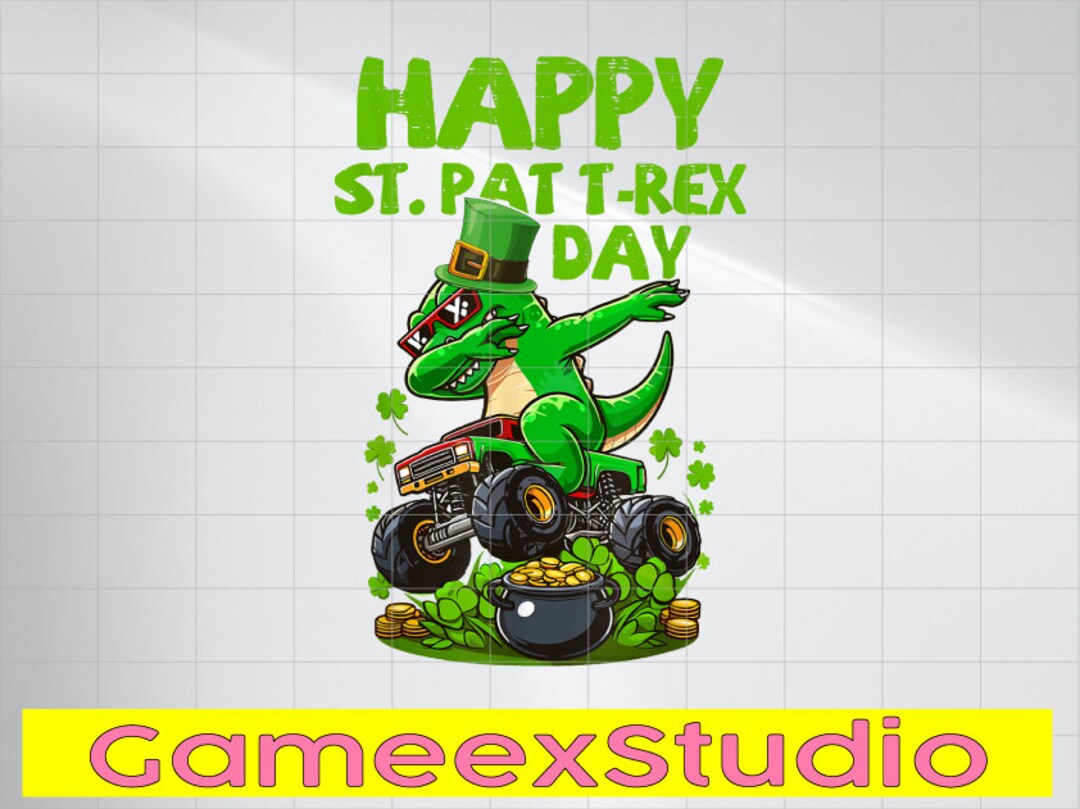PNG ONLY Happy St Pat T Rex Day Dinosaur St Patricks Day Png, Dinosaur ...