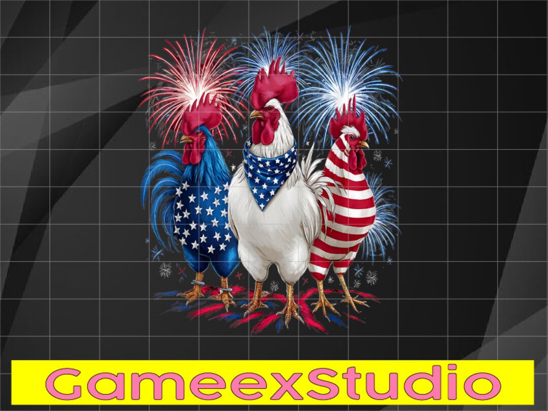PNG ONLY Fireworks Patriotic USA Rooster Chicken Png, Usa Hen 4th of ...