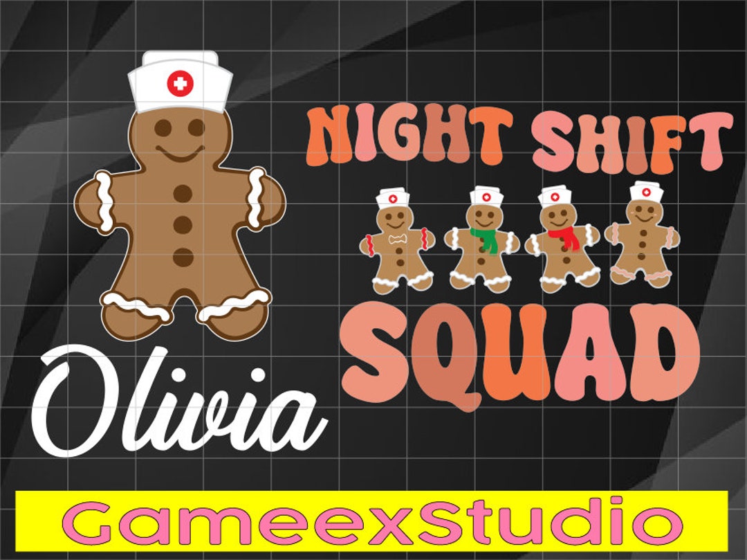 Custom Night Shift Nurse Squad Svg, Dancing Gingerbreads Svg, Nurse Boo ...