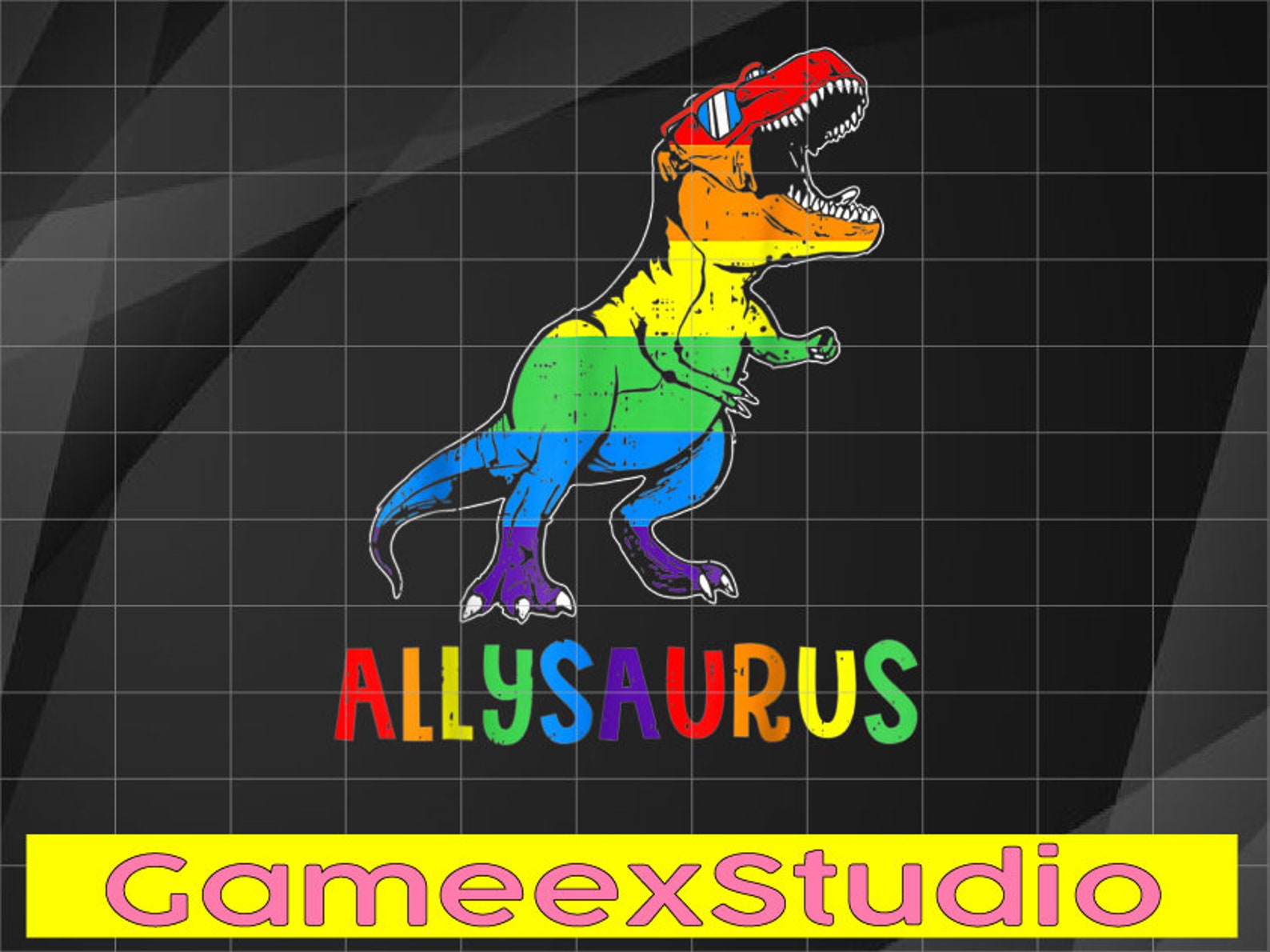 PNG ONLY Allysaurus Dinosaur in Rainbow Flag Png, Ally LGBT Pride T-rex ...