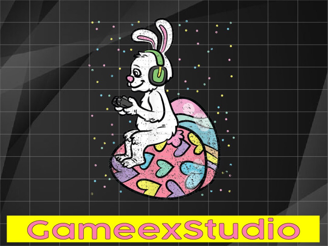 PNG ONLY Bunny Gamer Easter Png, Gaming Controller Egg Hunting Spring ...