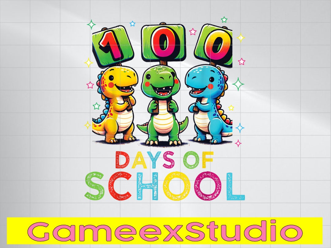 PNG ONLY 100 Days of School Dinosaur Cute Png, Happy 100th Day of ...