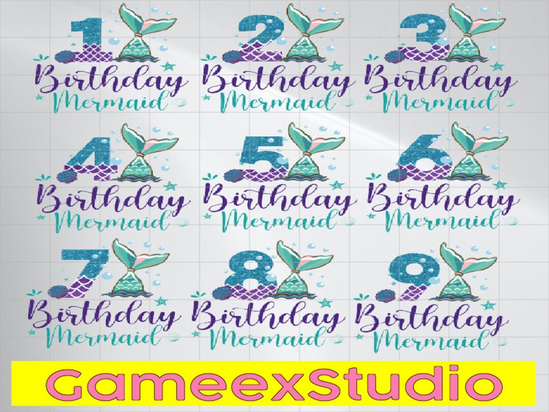 Birthday Mermaid Png, Mermaid Birthday Png Bundle, Mermaid Tail Png ...
