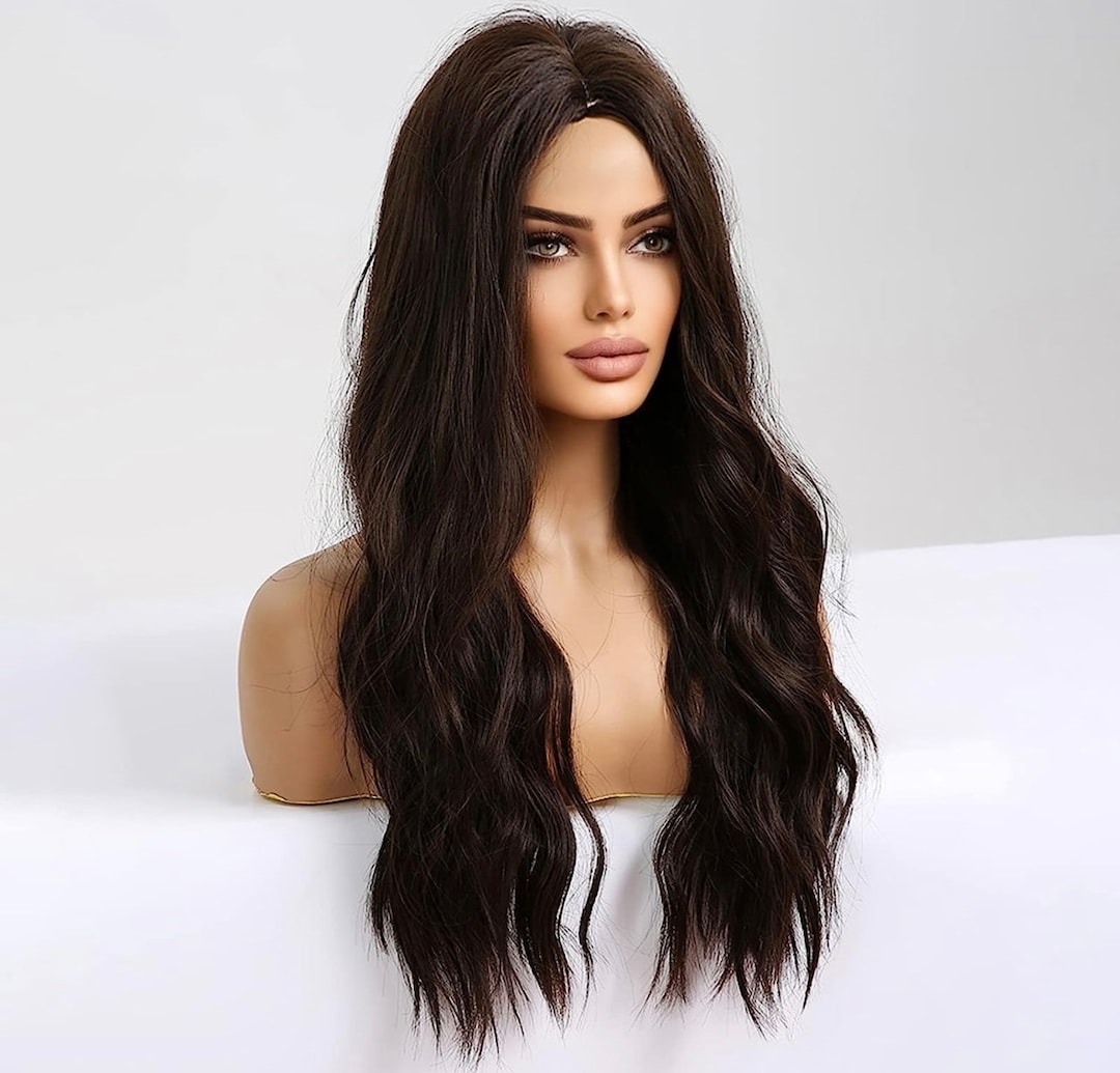 Long Dark Brown Wavy Wig - Etsy