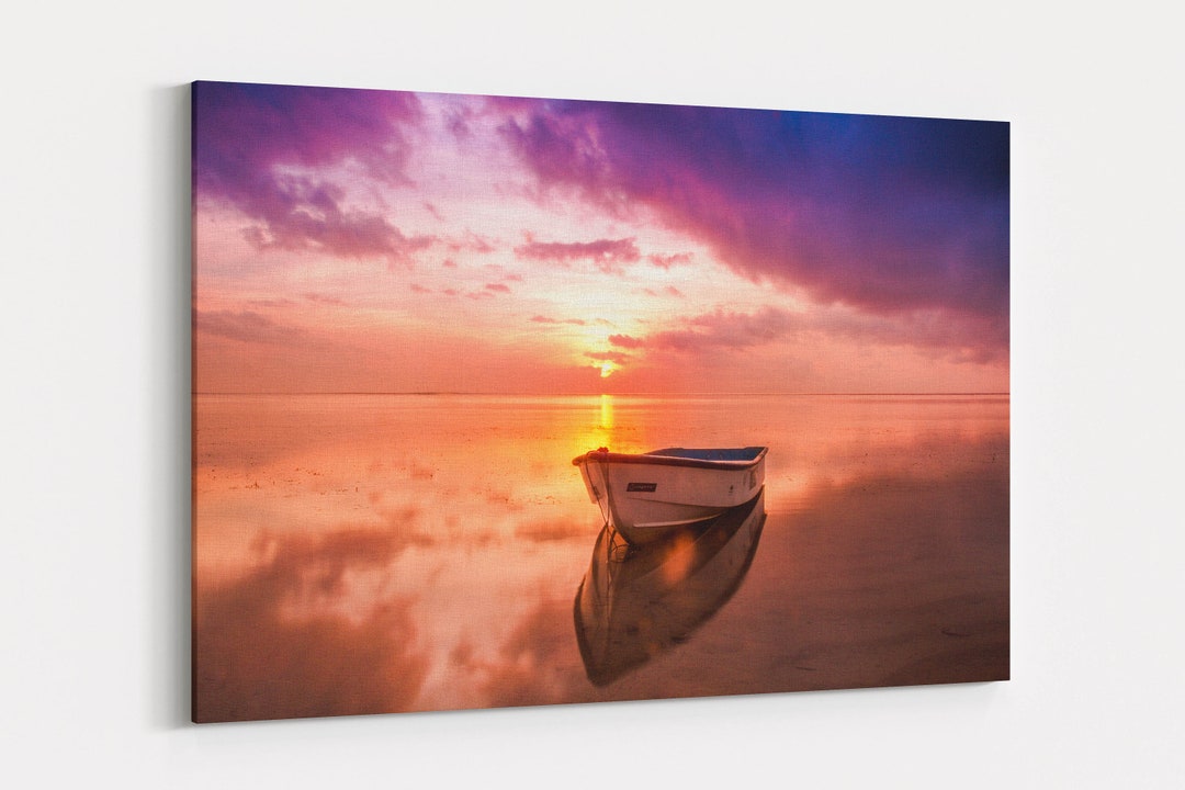 Beach Sunset Canvas Wall Art, Tropical Beach Canvas Poster, Sunset ...