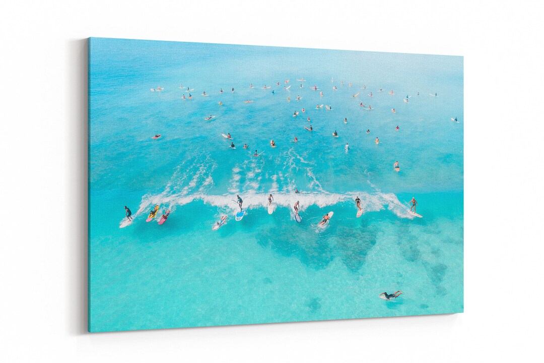 Aerial Ocean Surfing Canvas Wall Art, Surf Wall Art Print, Surf Canvas ...