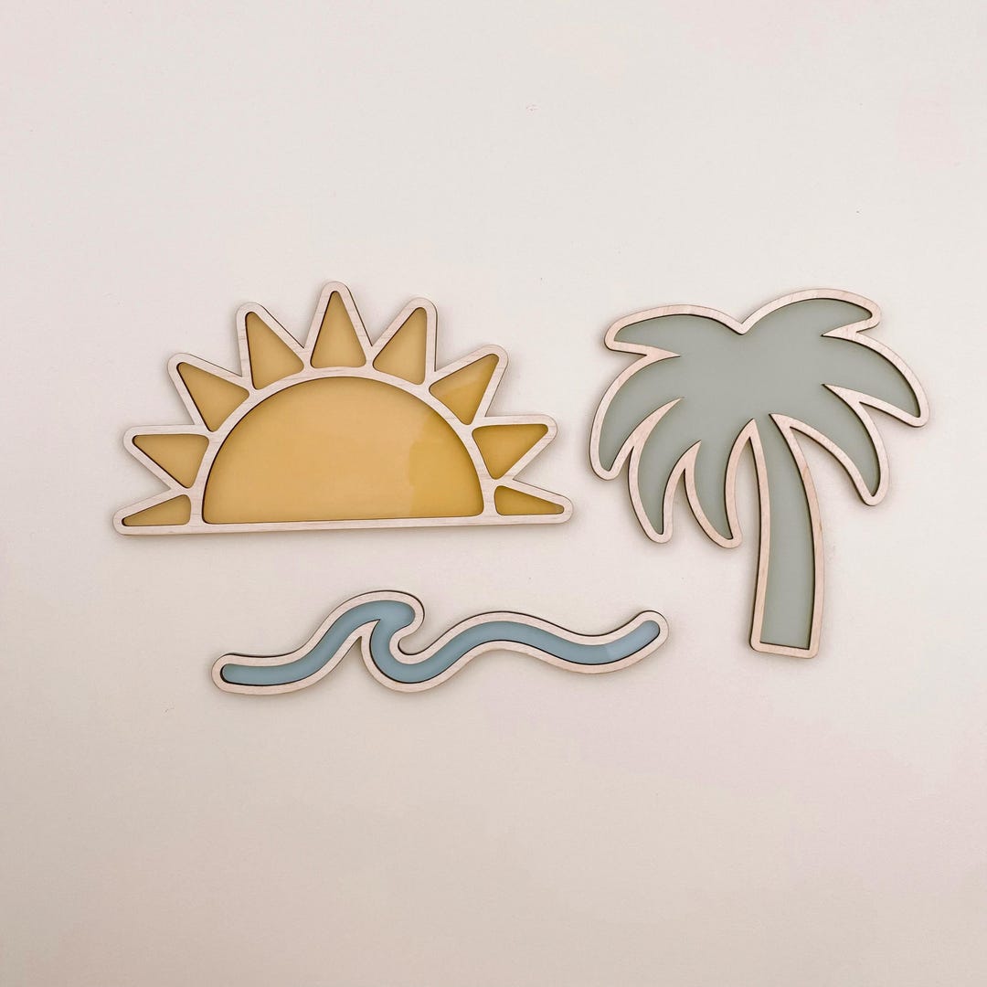 Shaka Coastal Wall Decor Shapes Set Shaka Kombi Van Ocean Wave Beach ...