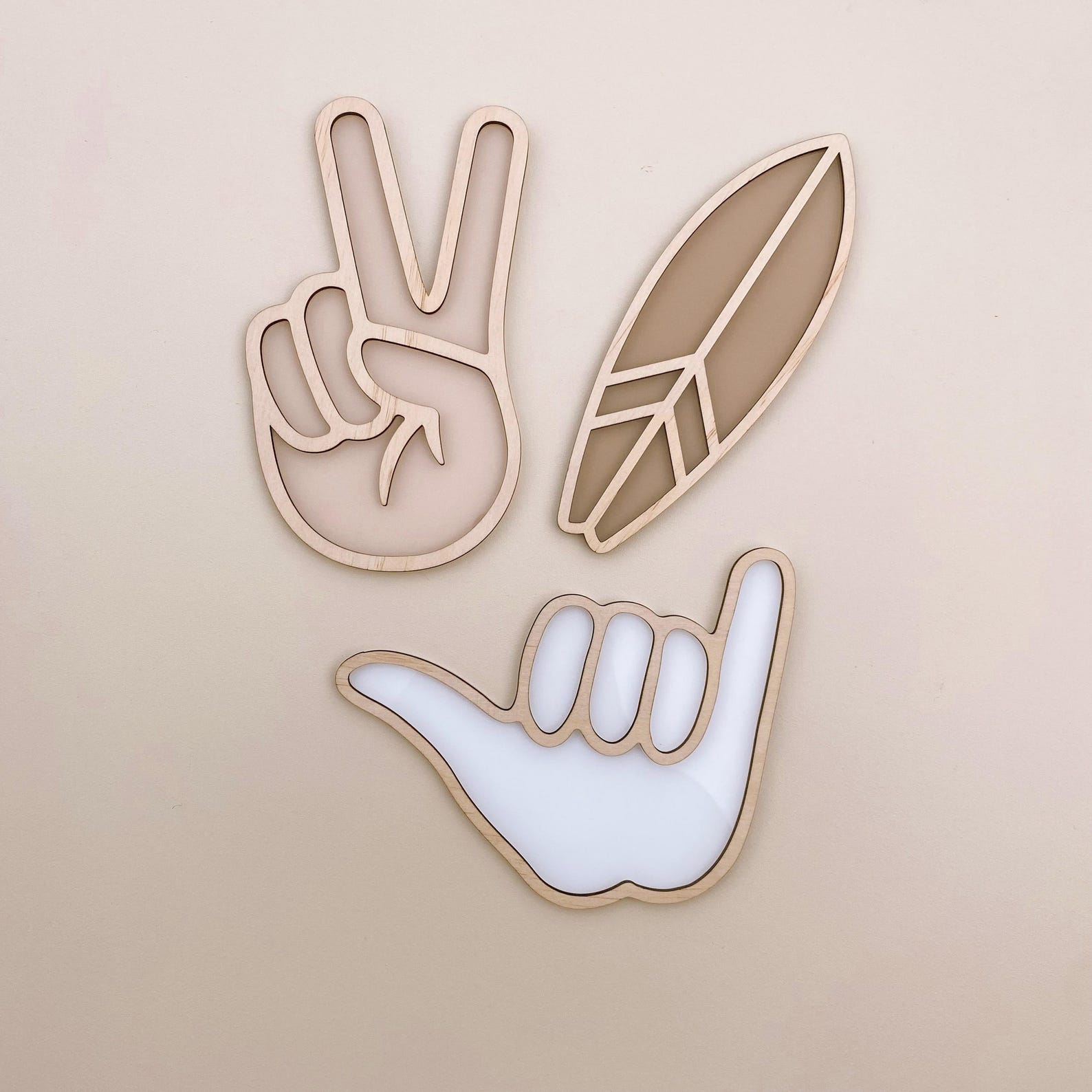 Shaka Coastal Wall Decor Shapes Set ~ Shaka | Kombi Van | Ocean Wave ...