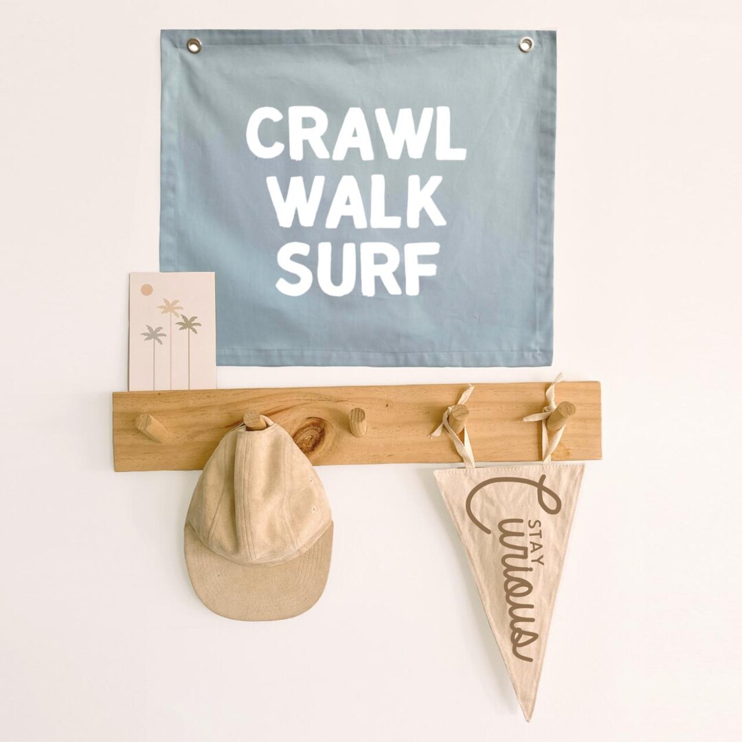 Crawl Walk Surf Banner | Boys Wall Hanging ~ Sky Blue - Etsy